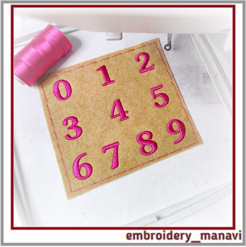 Digital machine embroidery design Numbers in 1 size