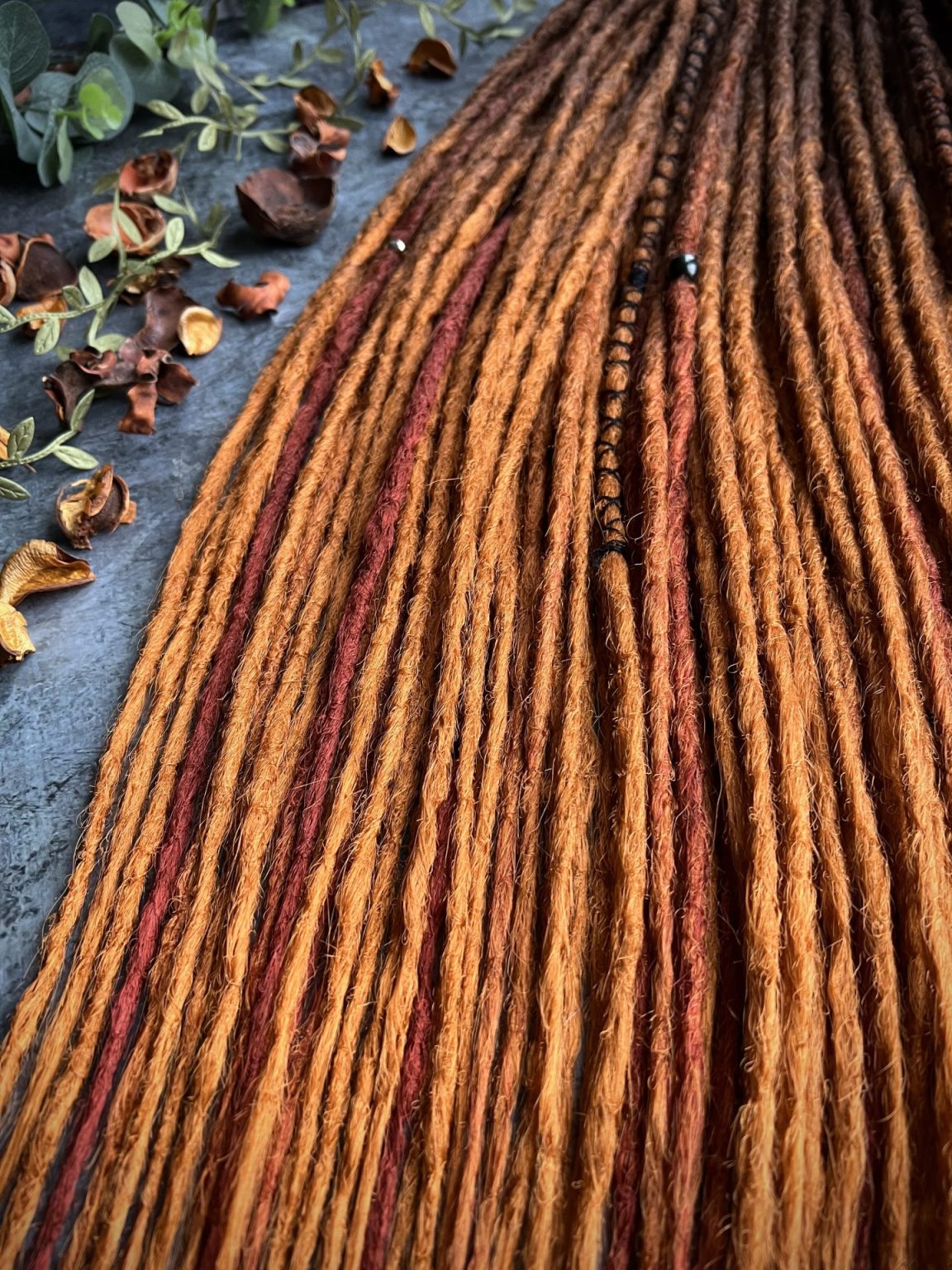 Ginger ombre dreads, temporary DE and SE dreads ginger red