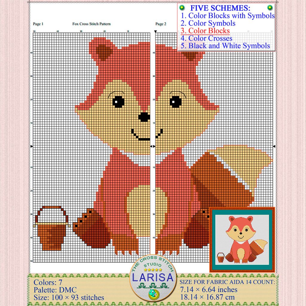 Fox Cross Stitch Pattern | Cross-stitch the Sly Fox Cub - Crealandia