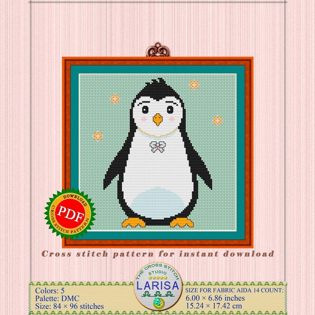 Penguin Cross Stitch Pattern | Cuddly Little Penguin Cutie - Crealandia