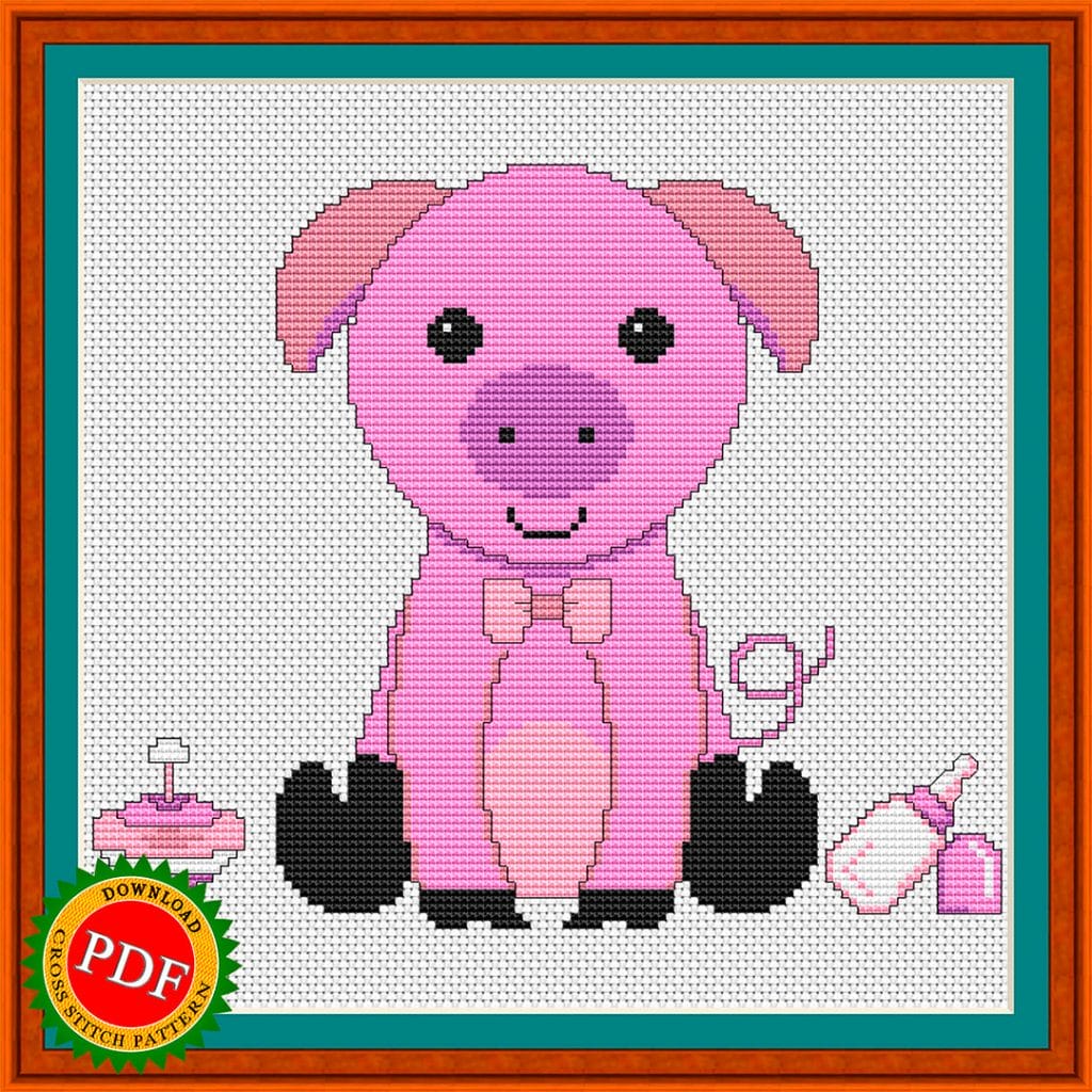 Pig Cross Stitch Pattern | Piggy's Picture Chart - Crealandia