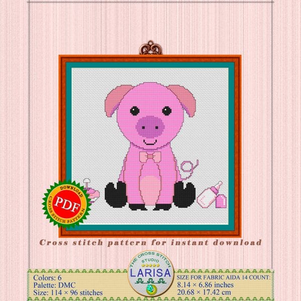 Pig Cross Stitch Pattern | Piggy's Picture Chart - Crealandia