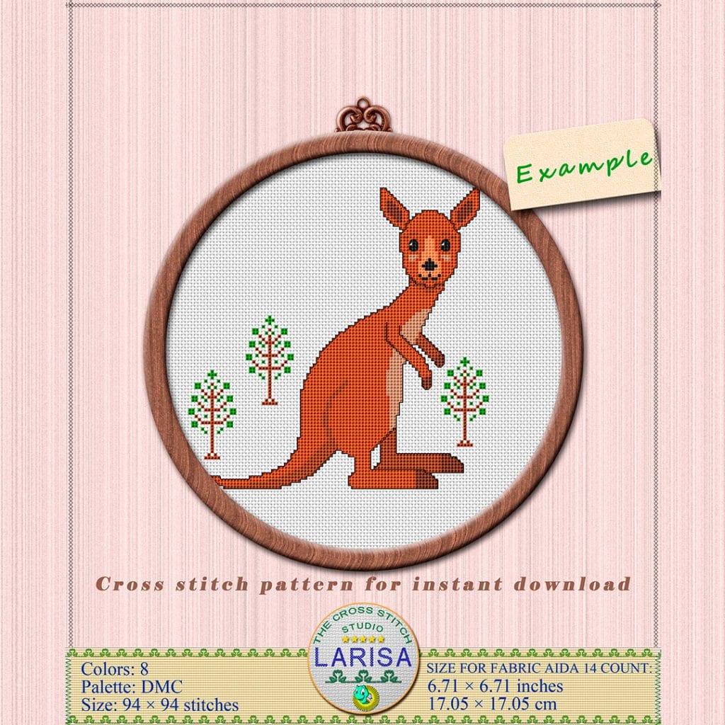 Kangaroo Cross Stitch Pattern | Cute Kangaroo Cub Chart - Crealandia