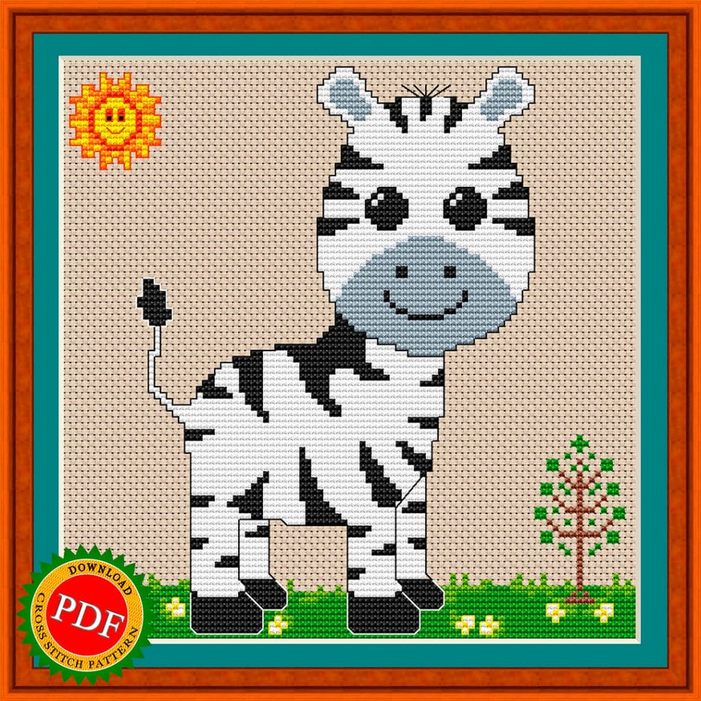 Zebra Cross Stitch Pattern | Cute Zebra Baby Pattern - Crealandia