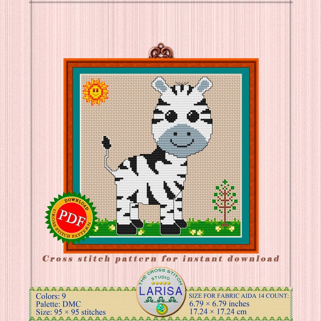 Zebra Cross Stitch Pattern | Cute Zebra Baby Pattern - Crealandia