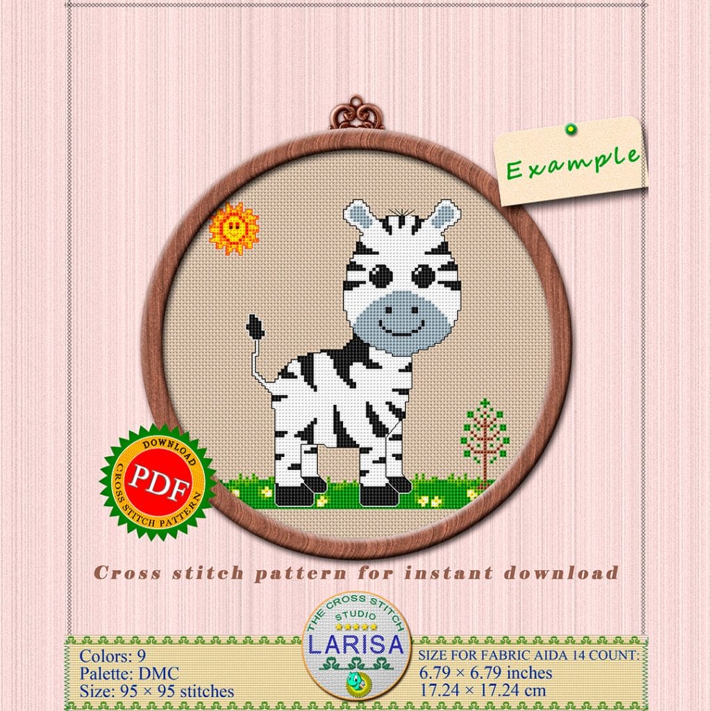 Zebra Cross Stitch Pattern | Cute Zebra Baby Pattern - Crealandia