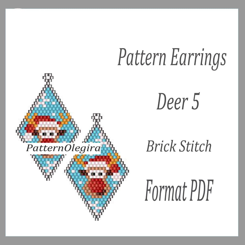 Deer 5 bead earrings patterns Christmas Olegirabeadpatterns