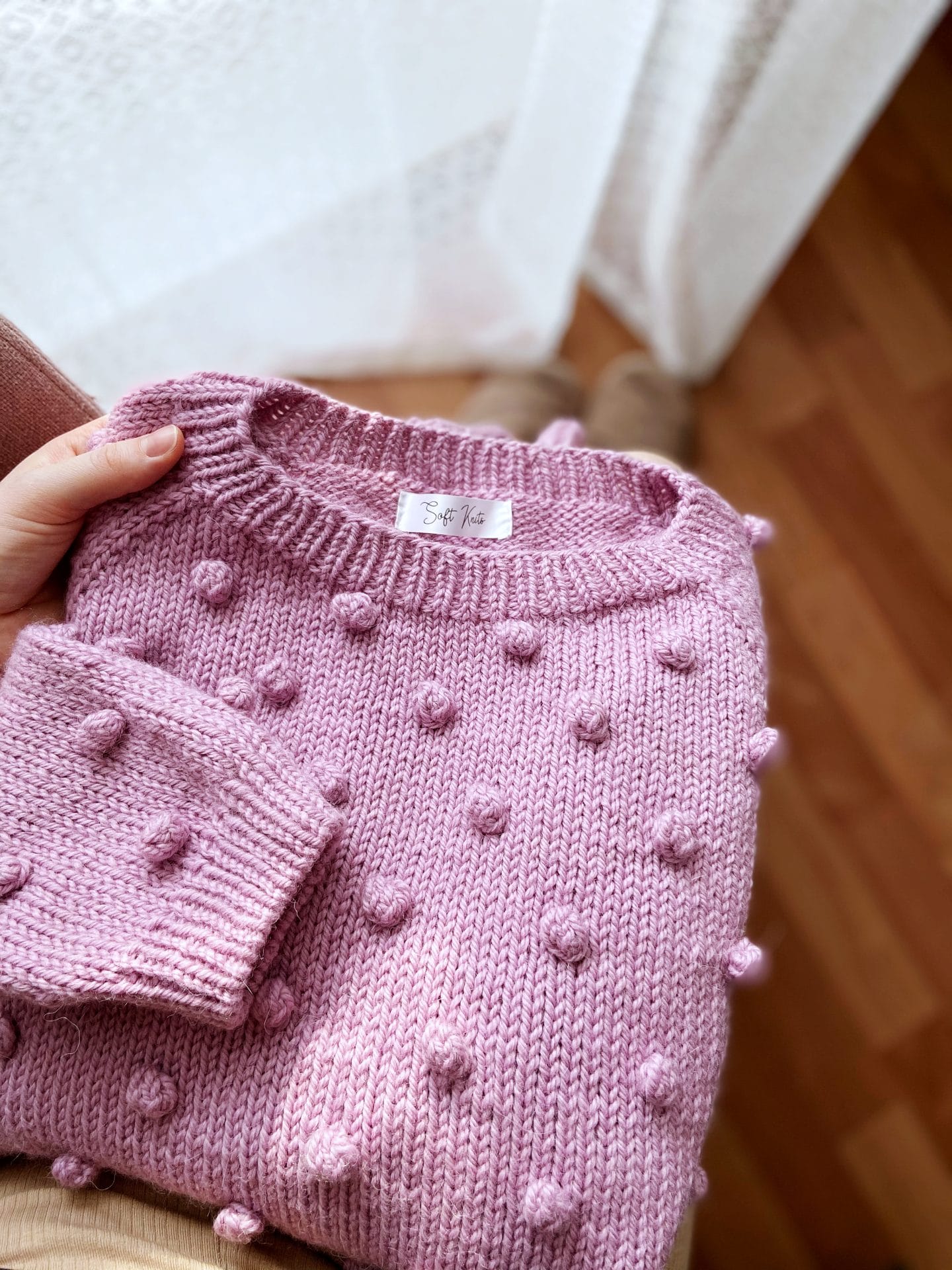 Bobbles knit sweater, women's clothing, handmade