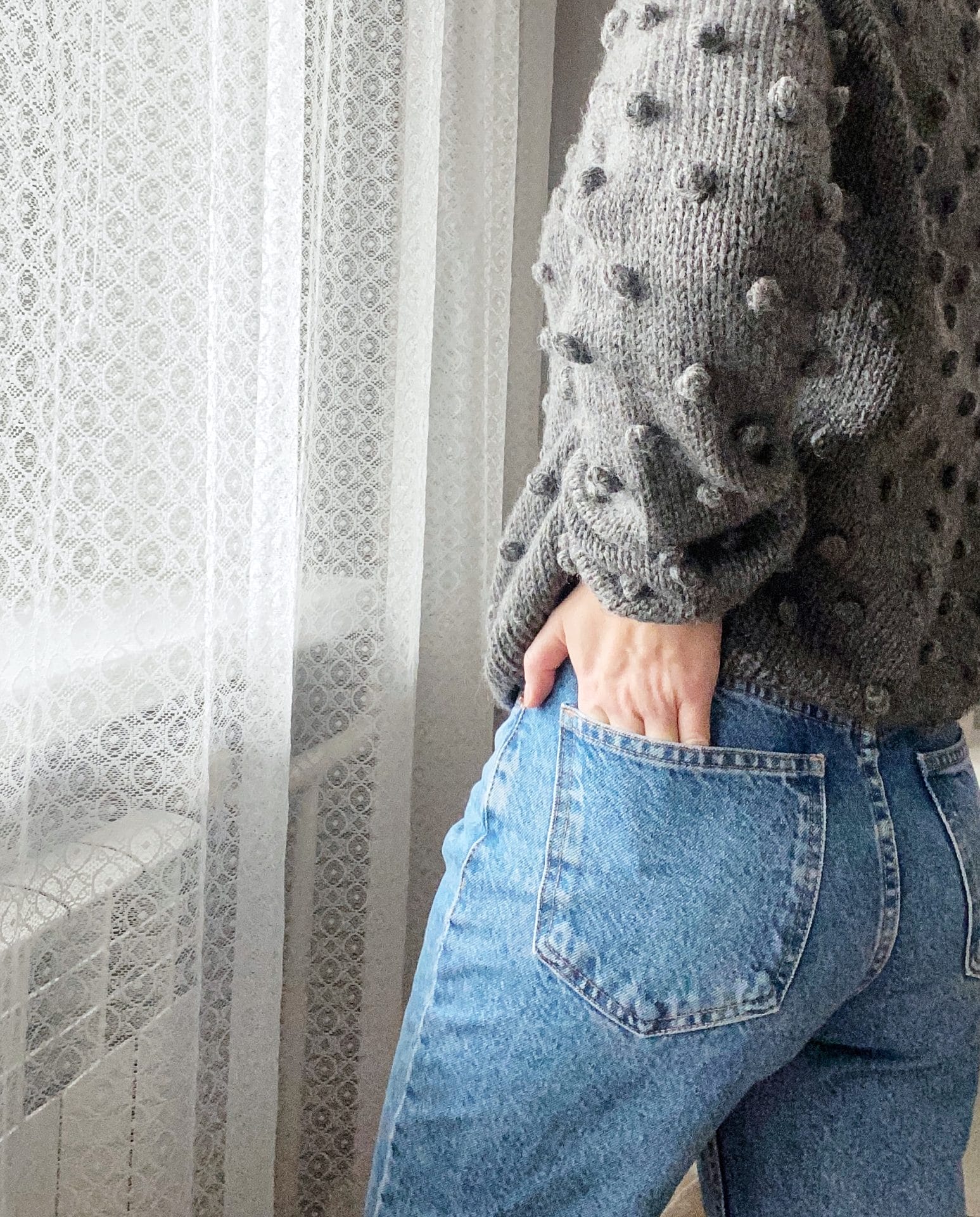 Bobbles knit sweater, women's clothing, handmade