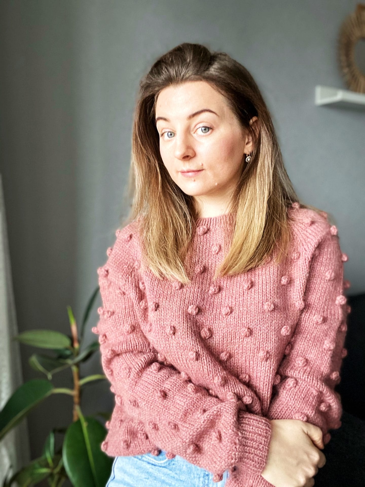 Bobbles knit sweater, women's clothing, handmade