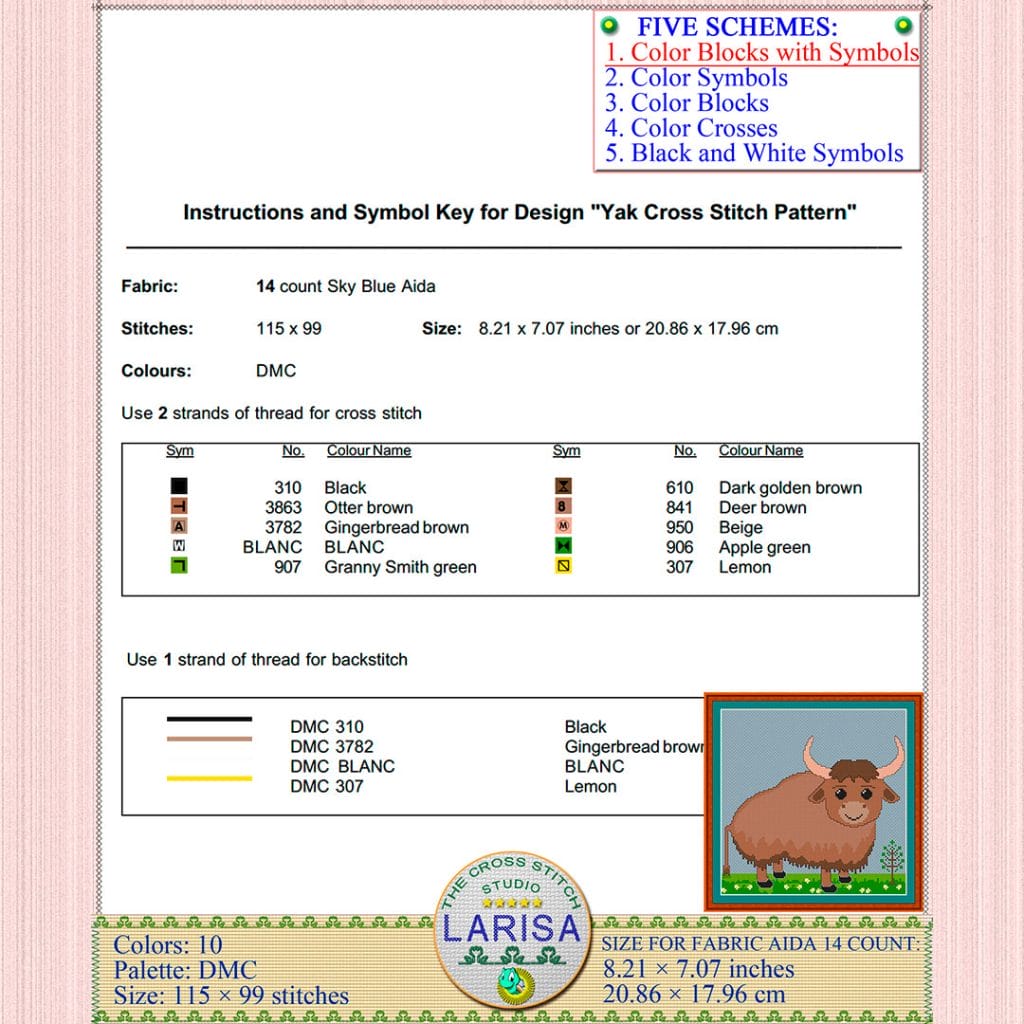Yak Cross Stitch Pattern | Cute Yak Calf Chart - Crealandia