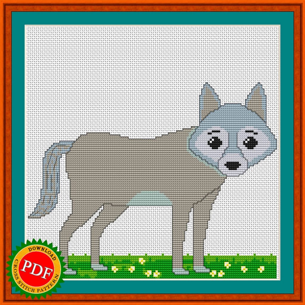 Wolf Cross Stitch Pattern | Bewildered Wolf Pattern - Crealandia