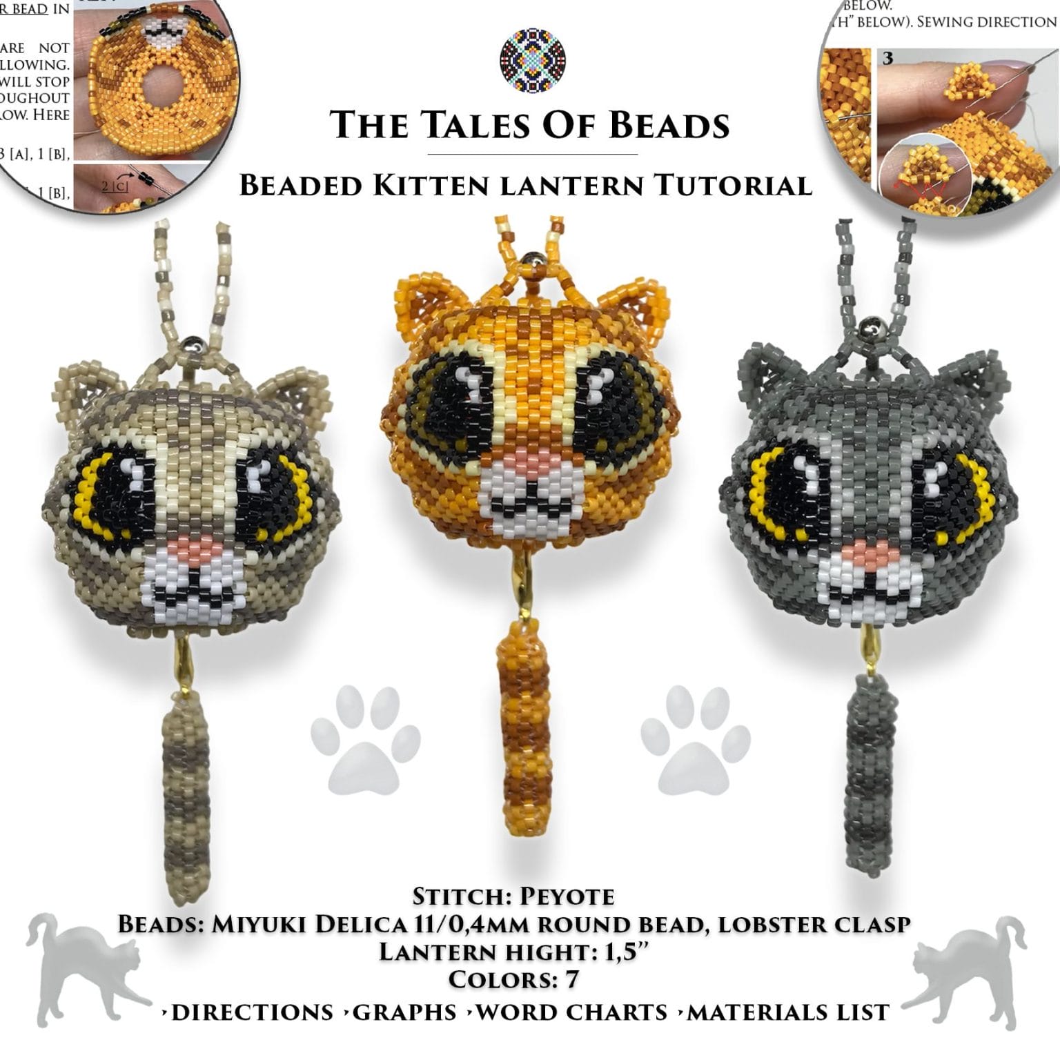Beaded Cat Pattern - Cute Seed Bead Animals Step by Step Tutorial ...