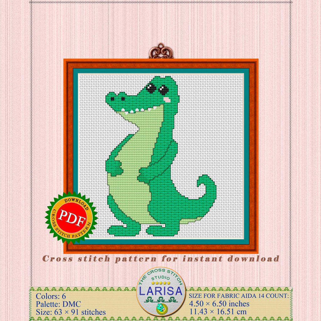 Alligator Cross Stitch Pattern | Charming Alligator Chart for Animal ...