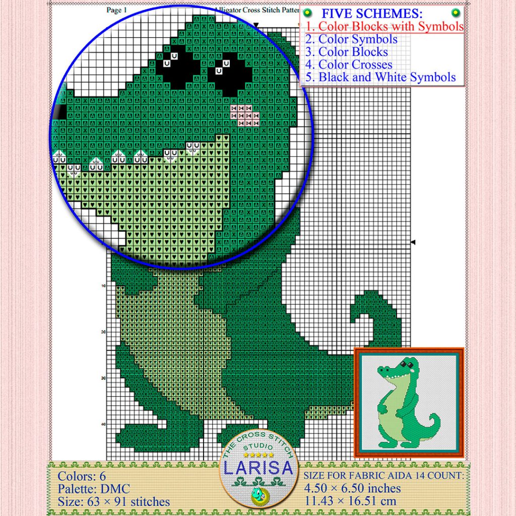 Alligator Cross Stitch Pattern | Charming Alligator Chart for Animal ...