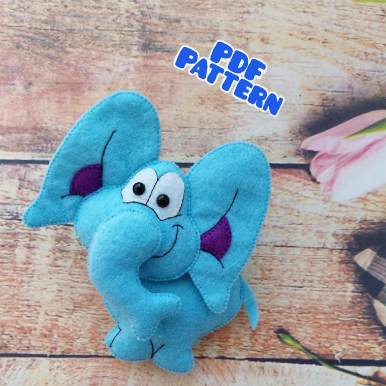 Felt elephant pattern Felt animal pattern PDF - Crealandia