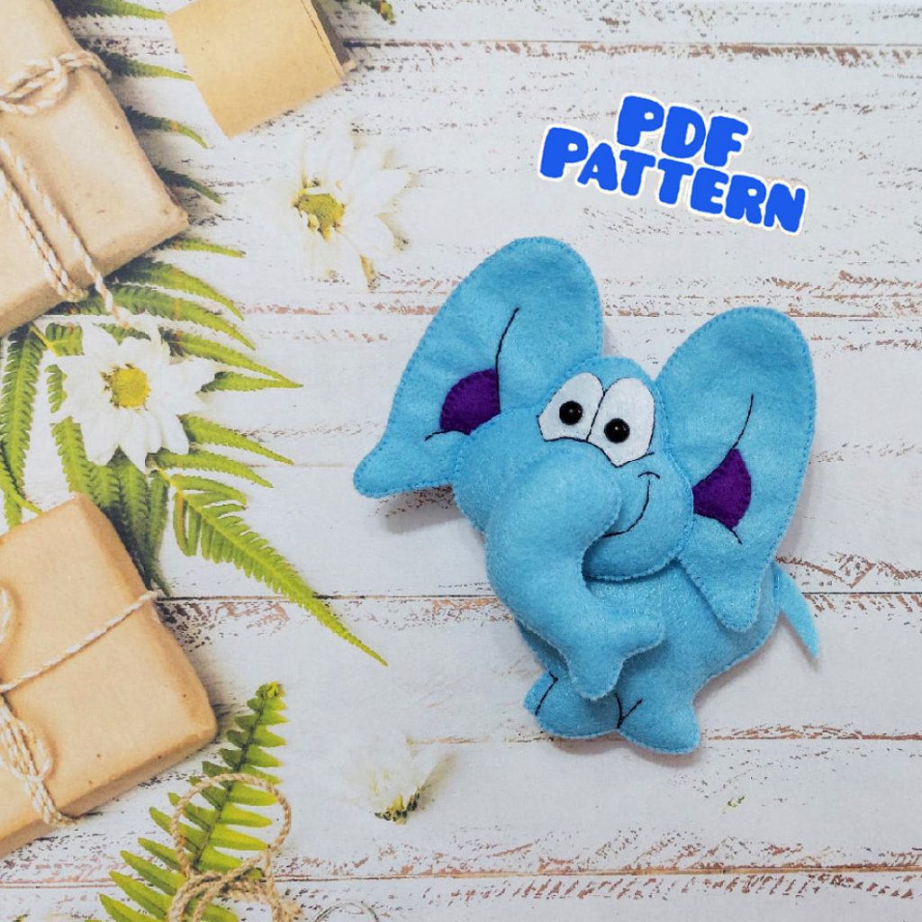 Felt elephant pattern Felt animal pattern PDF - Crealandia