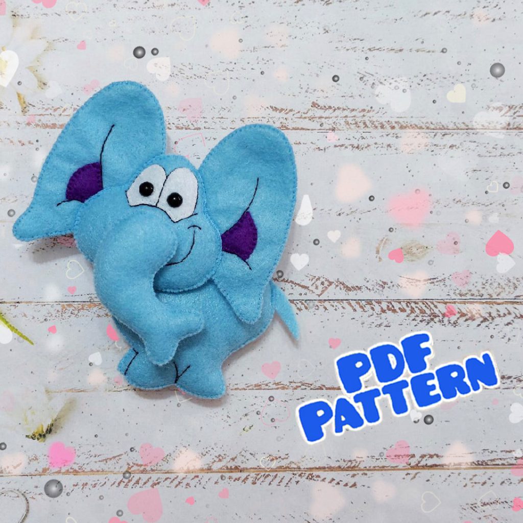 Felt elephant pattern Felt animal pattern PDF - Crealandia
