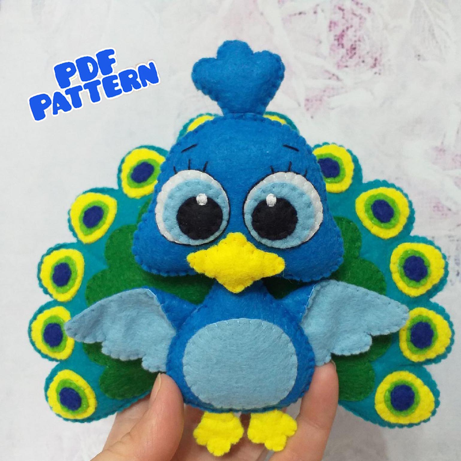 Felt peacock pattern Peacock ornament Felt bird pattern - Crealandia