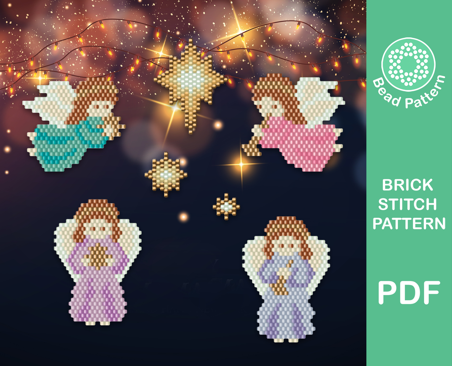 Christmas angel and star brick stitch beading patterns