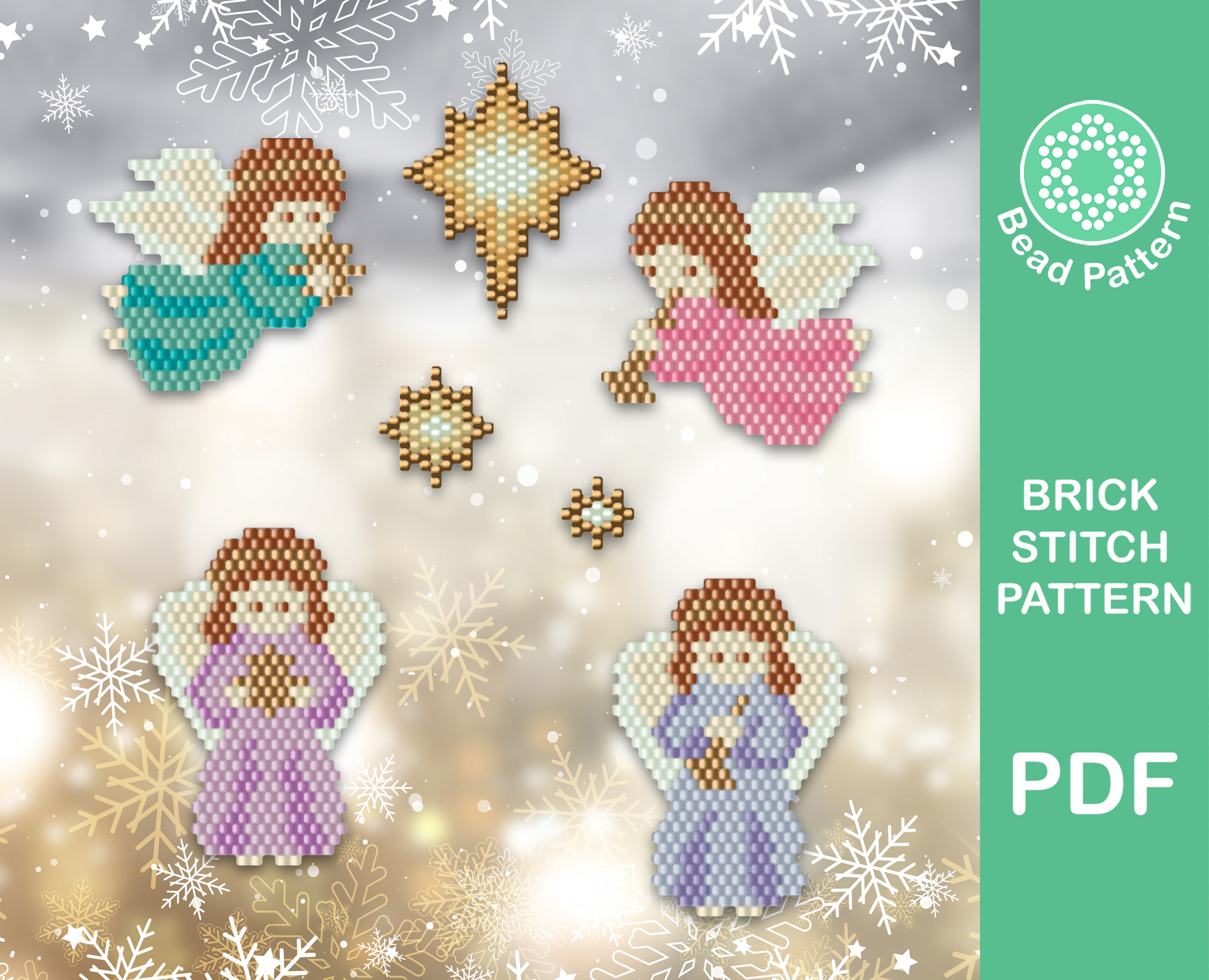 Christmas angel and star brick stitch beading patterns