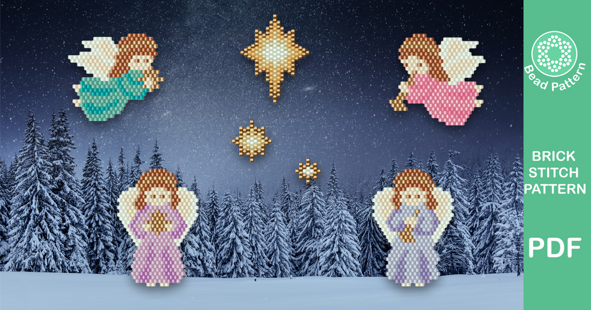 Christmas angel and star brick stitch beading patterns