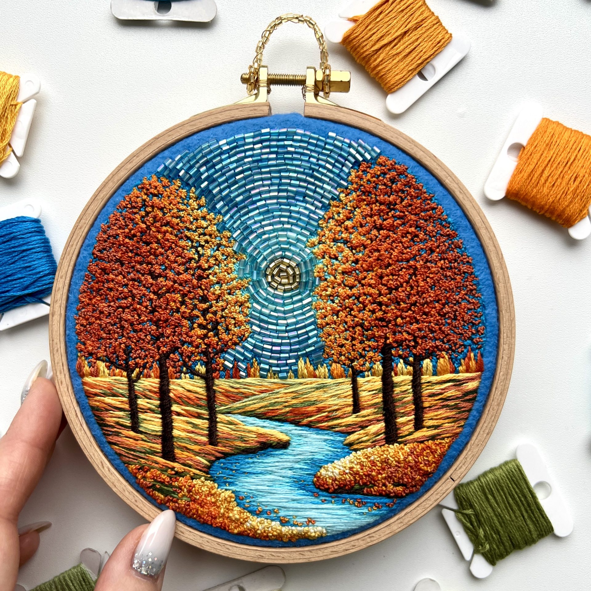 Golden Autumn embroidery COMMISSIONED WORK - Crealandia