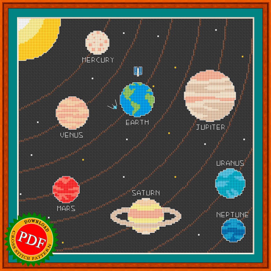 Cross Stitch Pattern of the Solar System | Planetary Chart - Crealandia