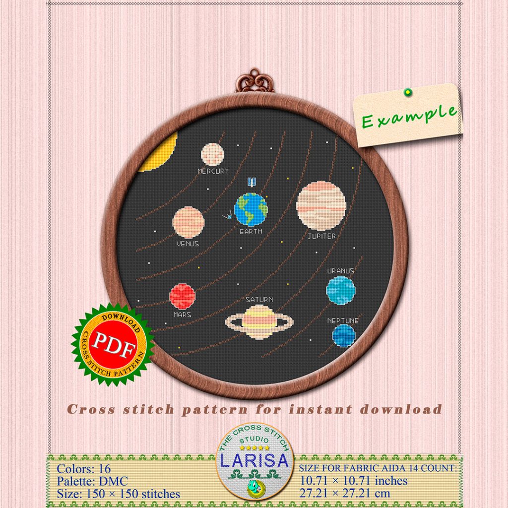 Cross Stitch Pattern of the Solar System | Planetary Chart - Crealandia