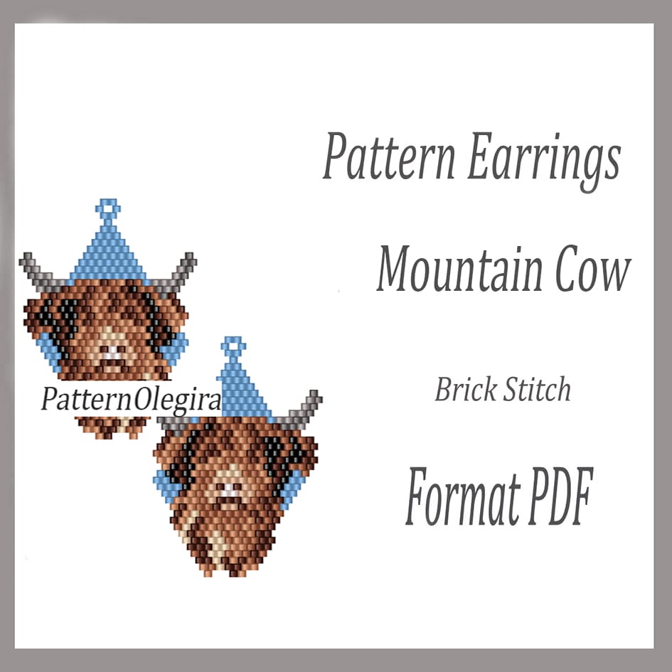 Mountain Cow bead earrings pattern love Olegirabeadpatterns