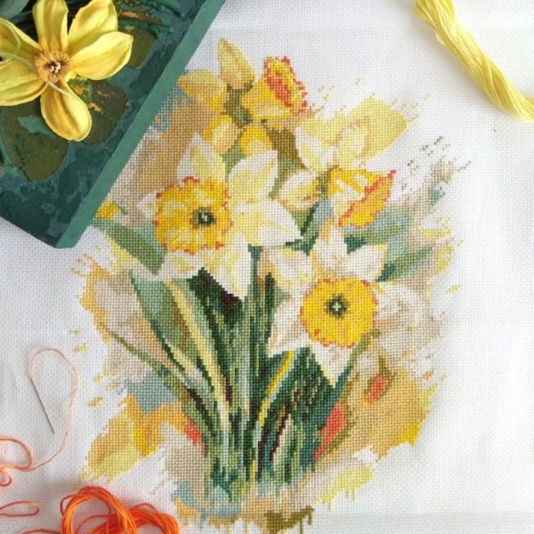 Cross stitch pattern Daffodils, cross stitch chart PDF