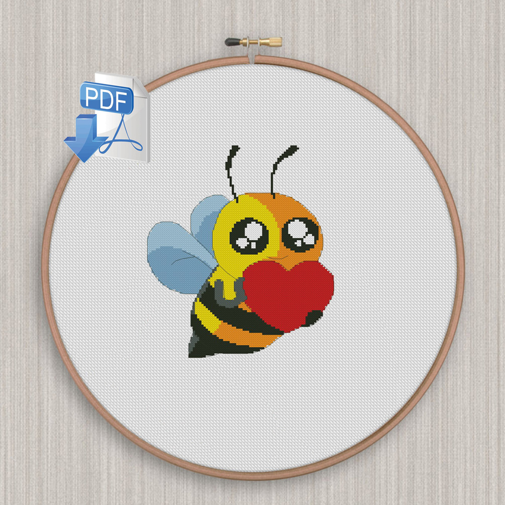 Bee Cross stitch pattern PDF - Crealandia