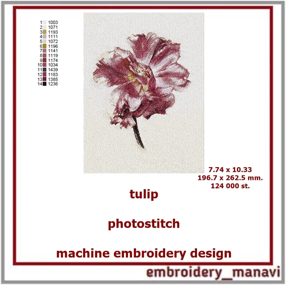 Machine embroidery design photo stitch Tulip Embroidery Manavi 05