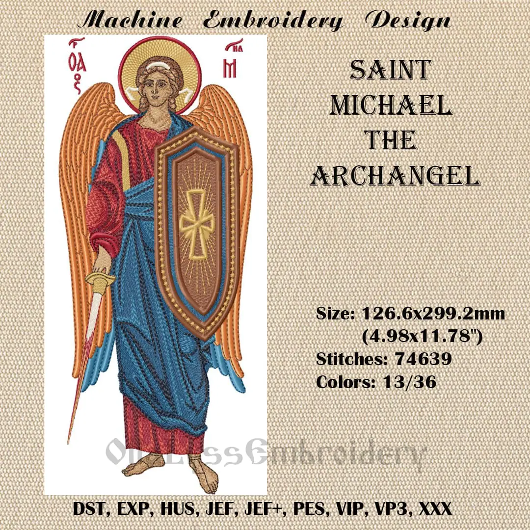 Archangel Michael embroidery design