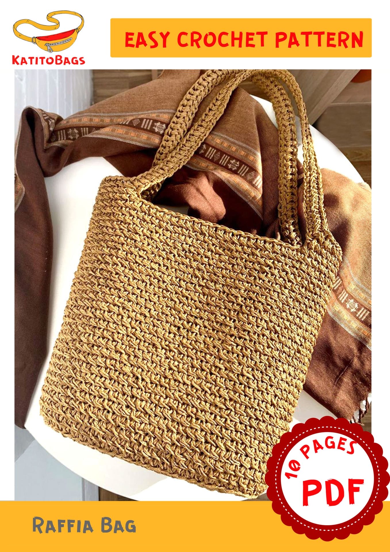 Crochet pattern Twisted Raffia Tote Bag Tutorial - Crealandia