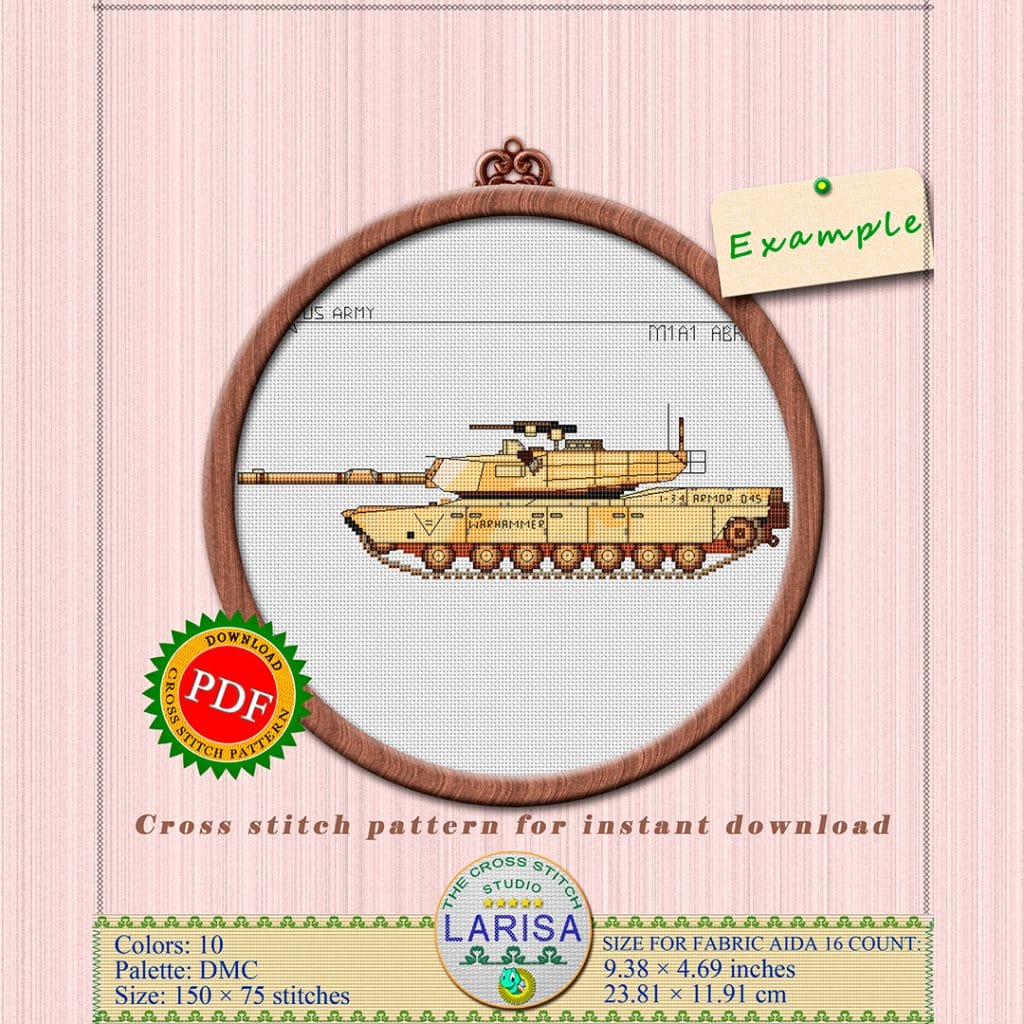 M1 Abrams Cross Stitch Pattern | The Abrams Main Battle Tank - Crealandia