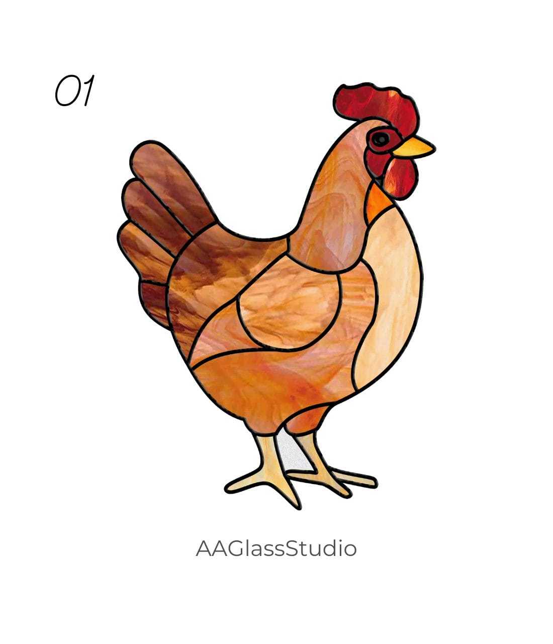 Stained Glass Chicken Pattern 1 - Crealandia