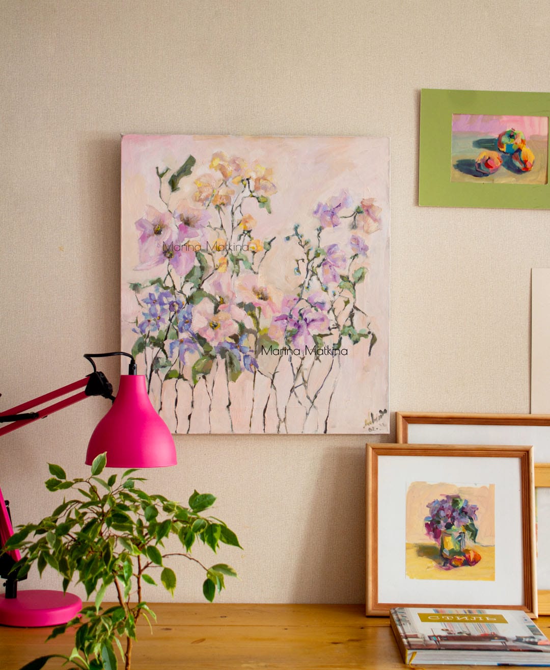 Delicate Painting With Flowers For The Bedroom