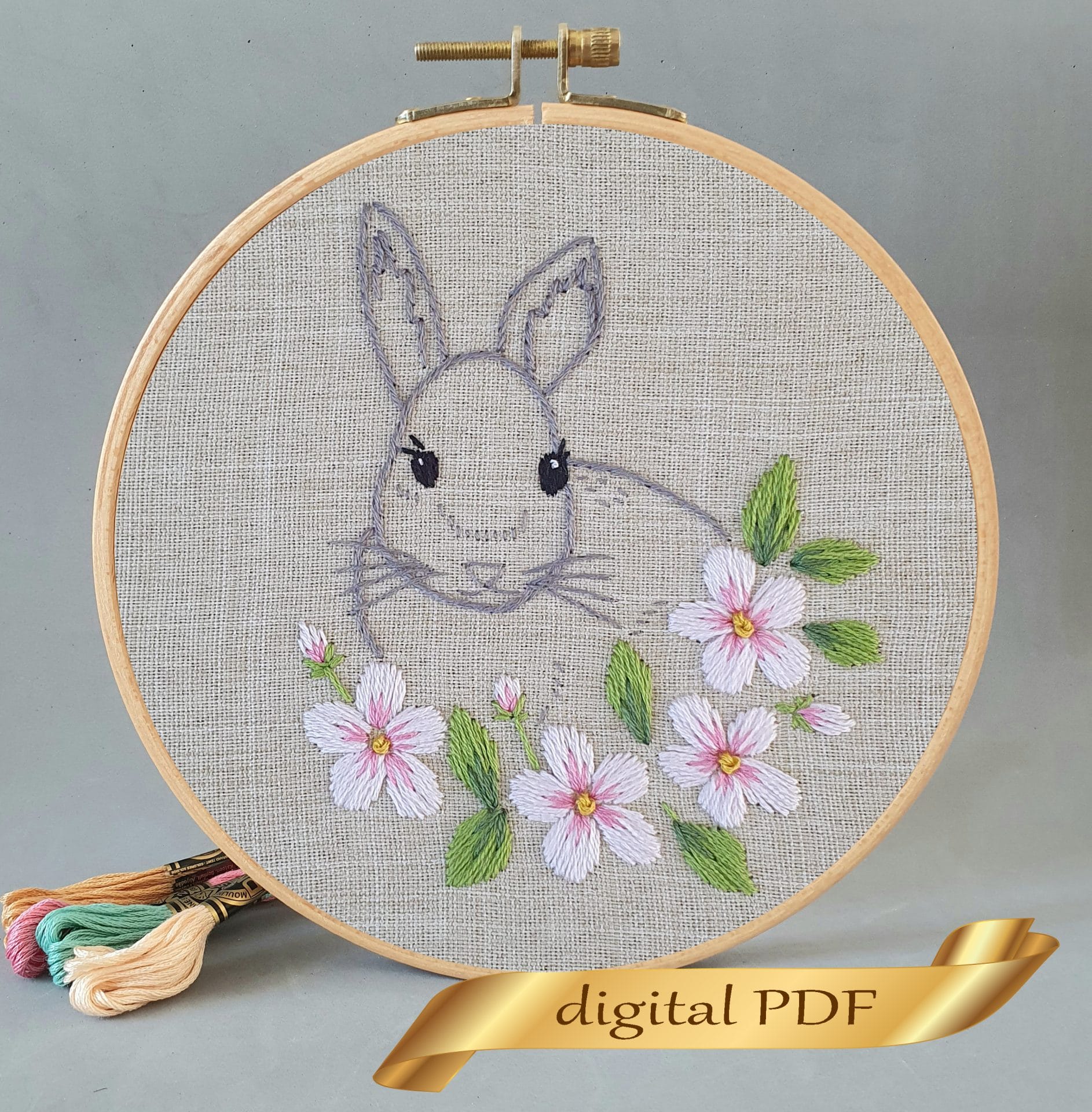 Easter bunny pdf digital pattern PDF for hand embroidery
