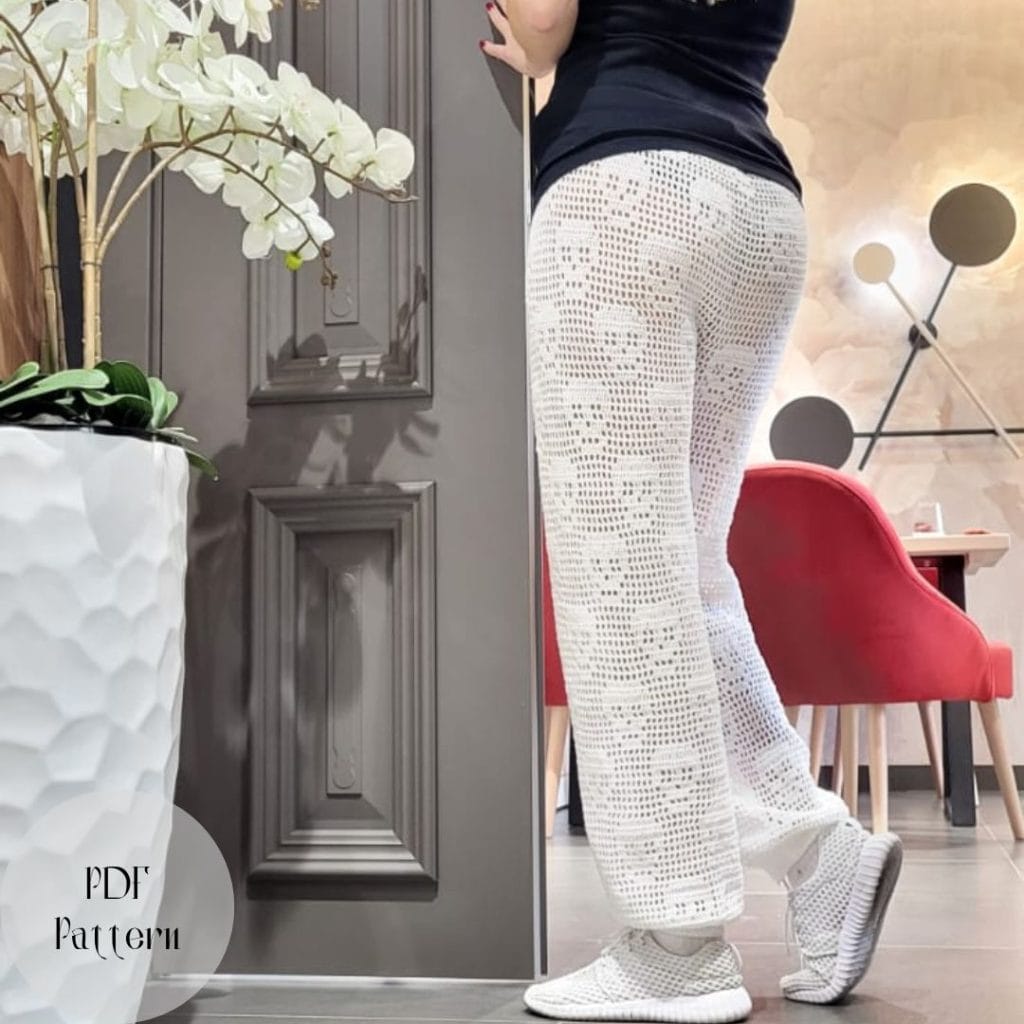 Women's crochet cotton pants with skulls - Crealandia