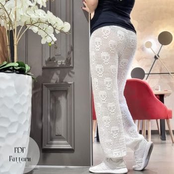Women's crochet cotton pants with skulls - Crealandia