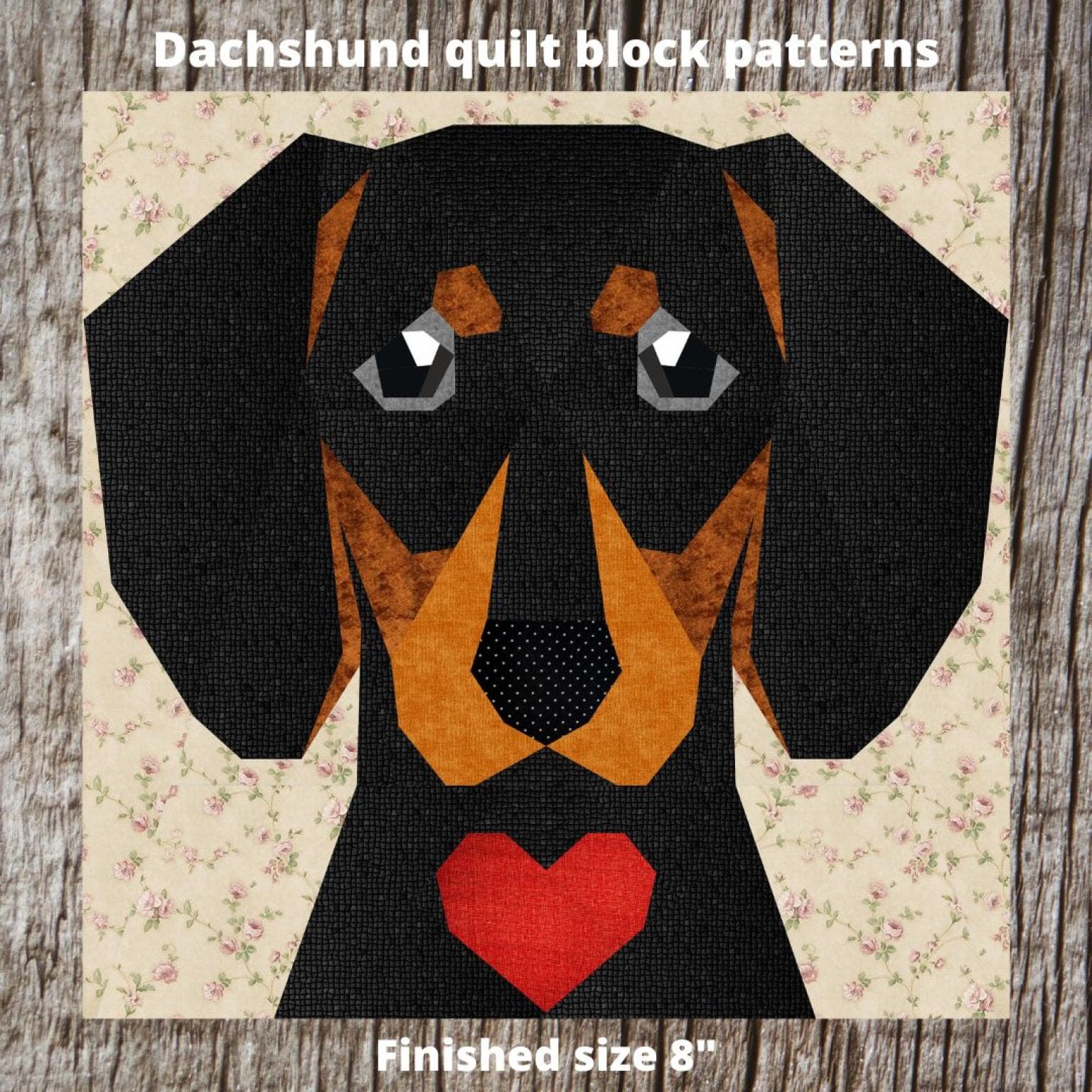 Dachshund quilt block patterns 4 versions paper piecing