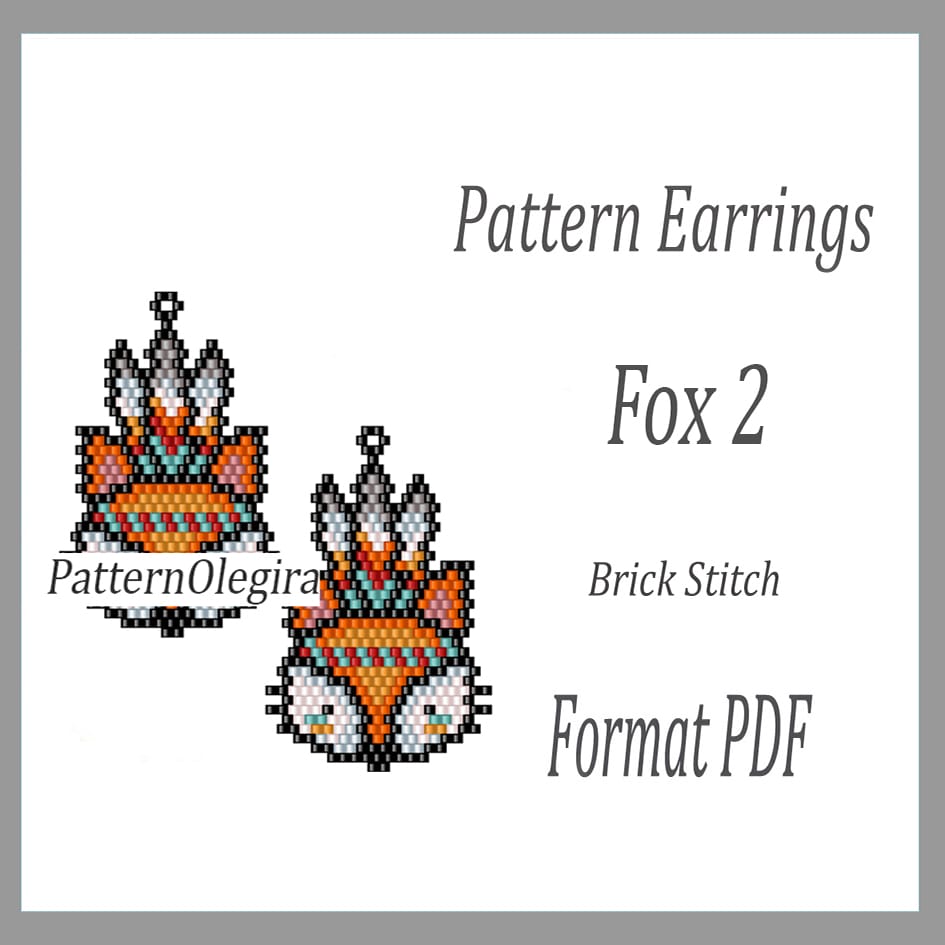 Fox 2 pattern Bead earrings pattern Olegirabeadpatterns