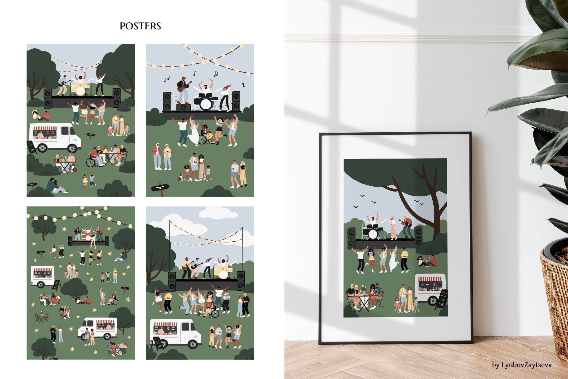 Ready-Made Illustrations with a Music Festival in the Park - Crealandia