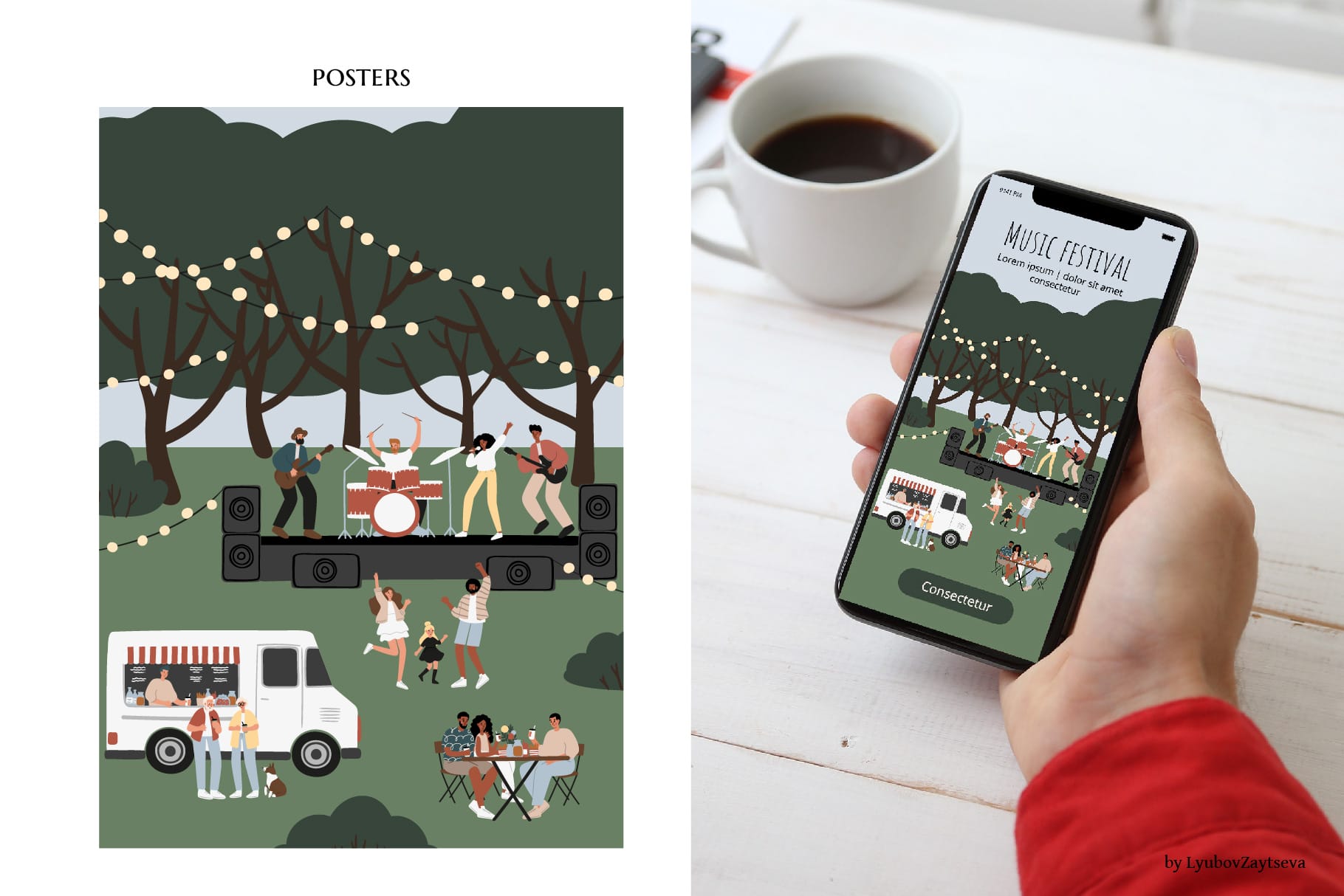 Ready-Made Illustrations with a Music Festival in the Park - Crealandia