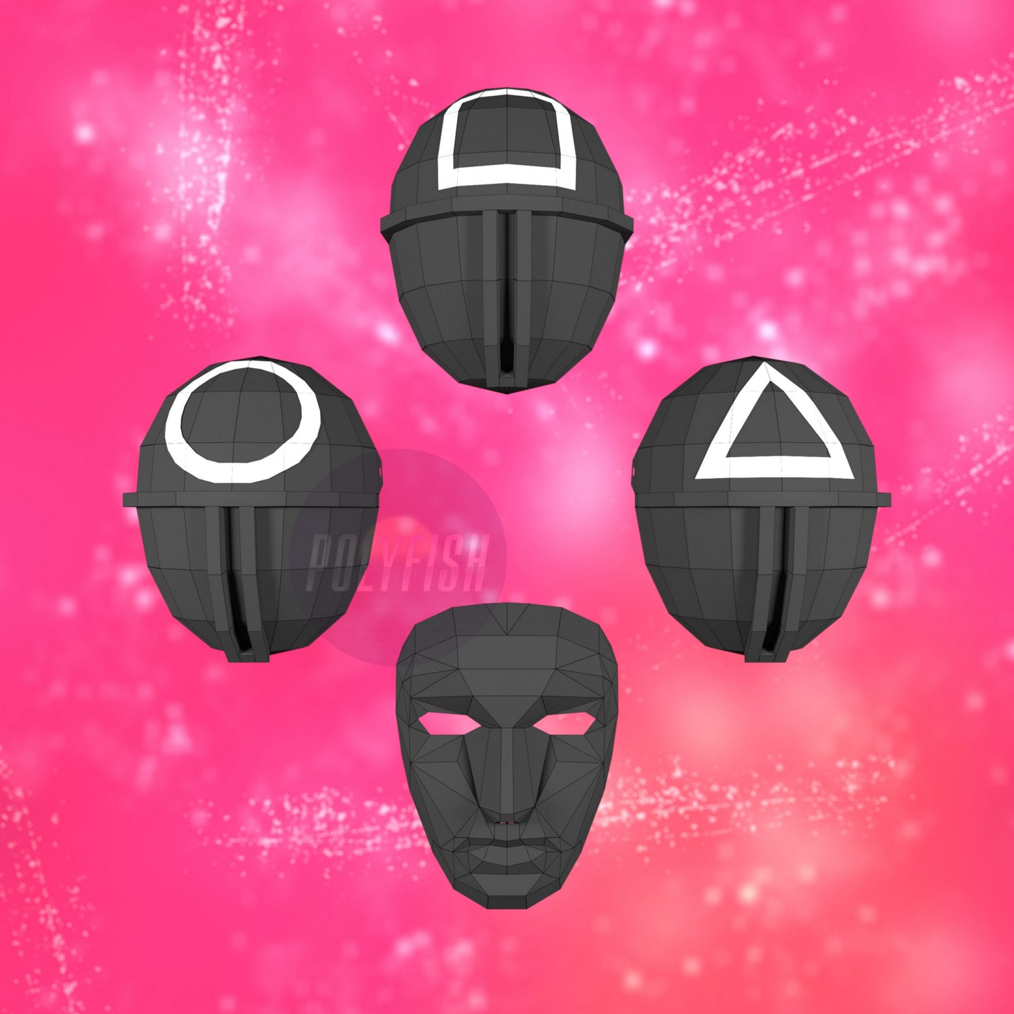 DIY Squid Game mask template Papercraft PDF - Crealandia