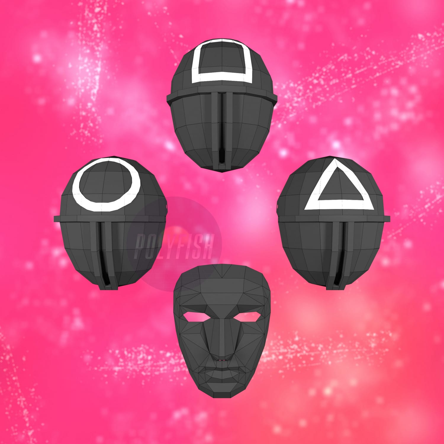 DIY Squid Game mask template Papercraft PDF - Crealandia