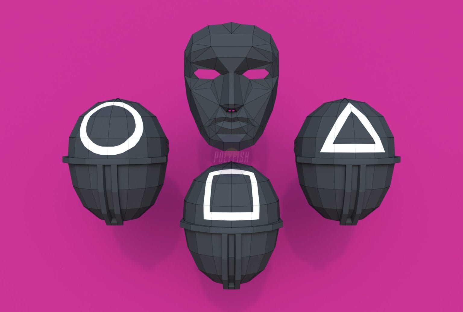 DIY Squid Game mask template Papercraft PDF - Crealandia