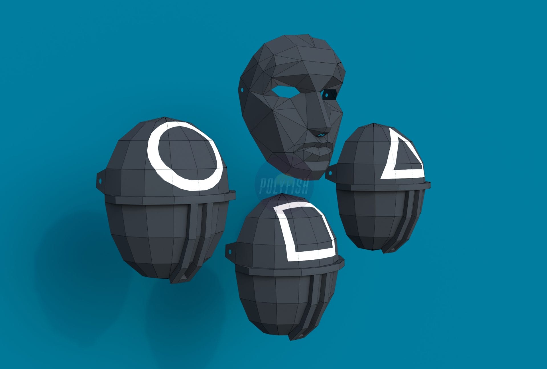 DIY Squid Game mask template Papercraft PDF - Crealandia