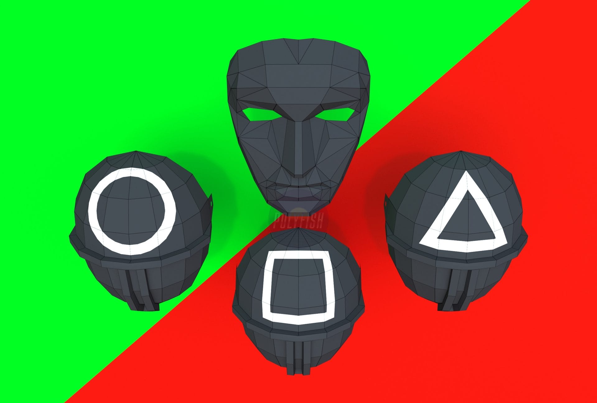 DIY Squid Game mask template Papercraft PDF - Crealandia